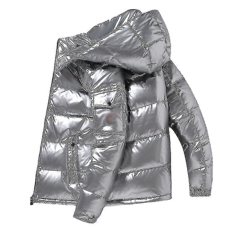 Shiny Down Jacket Men's Winter Jacket Stand Collar Down Jacket With ...