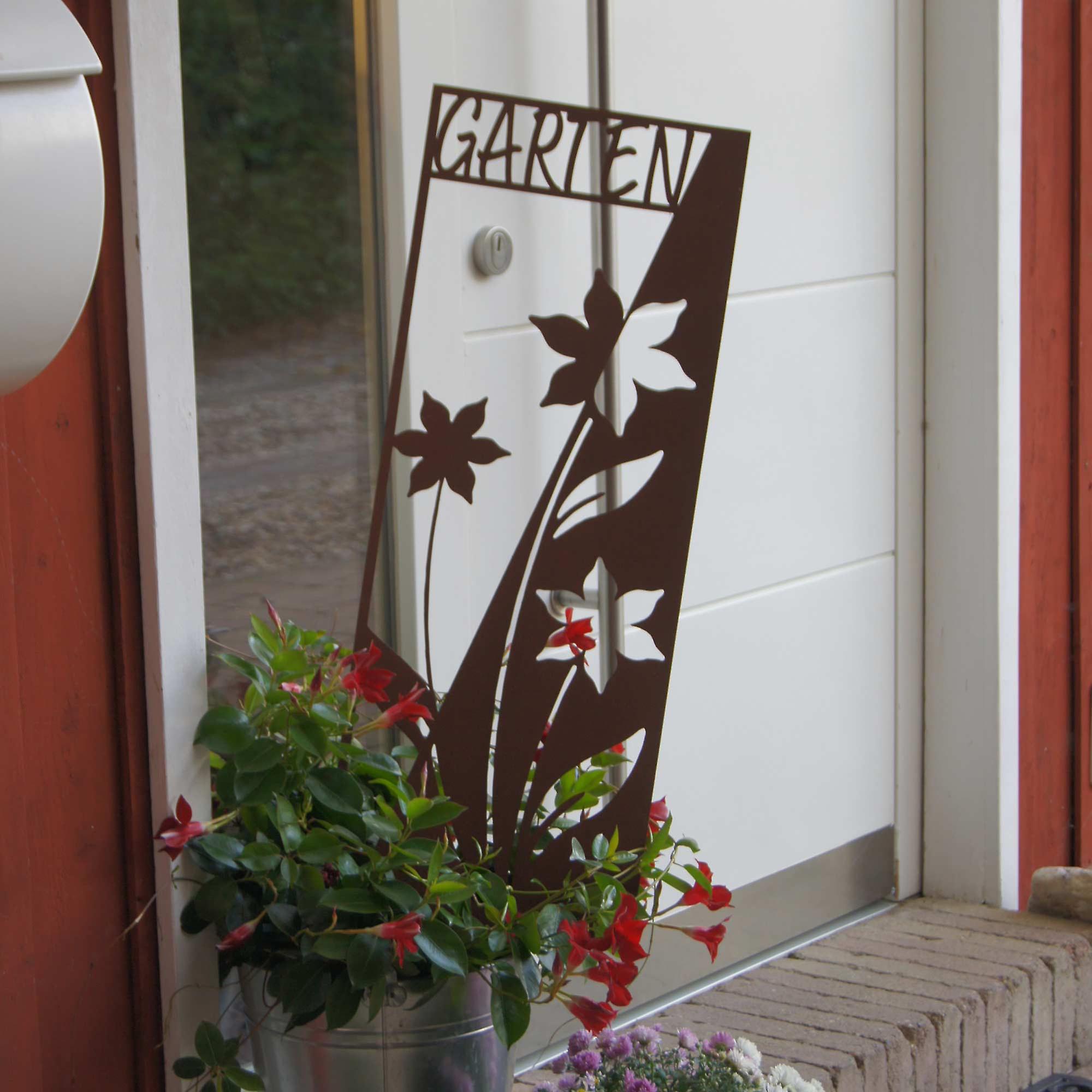 UNUS® Gartenschild Garten mit Blumenmuster in Rostoptik Gartendeko ...