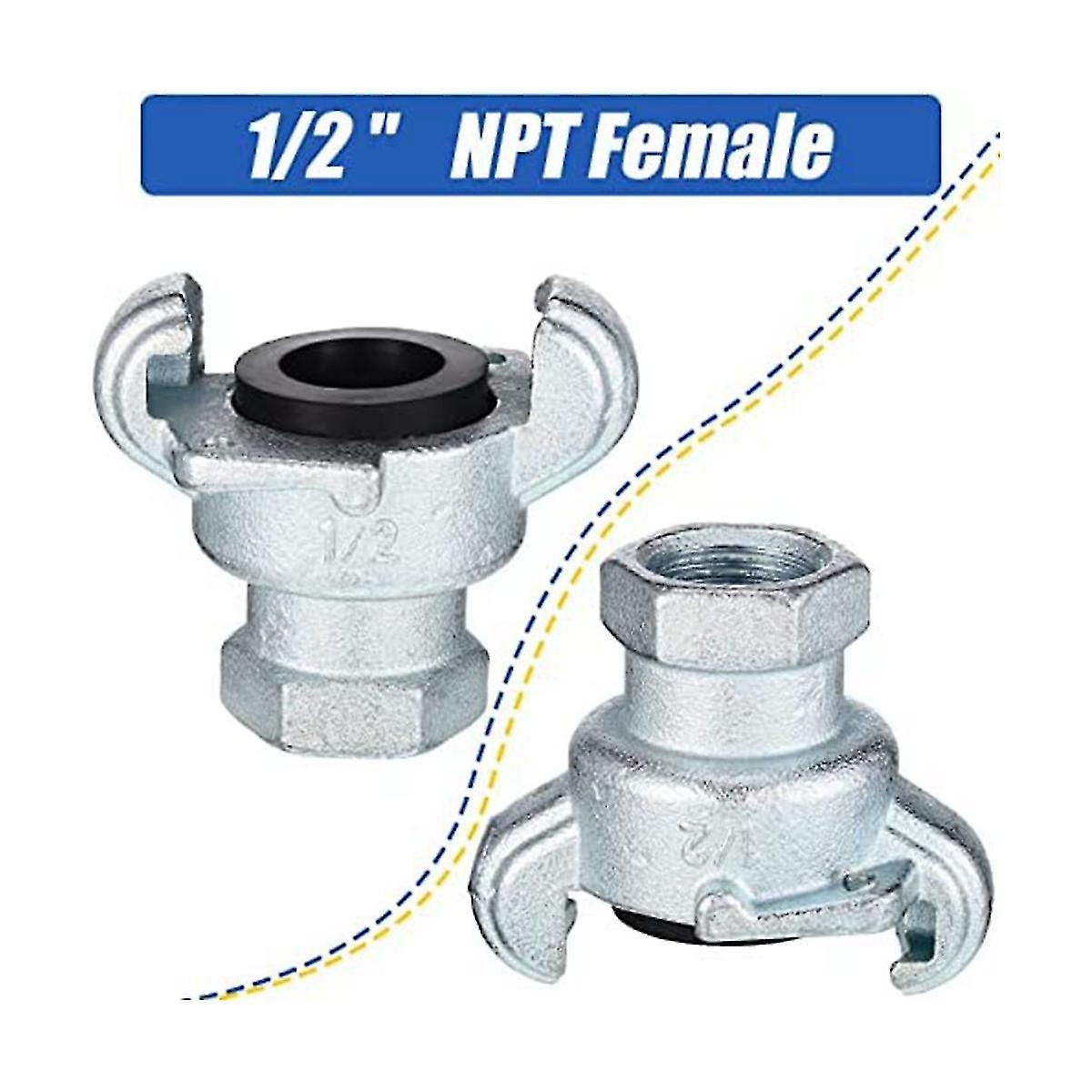 4 Sets 1/2inch Npt Iron Air Hose Fitting 2 Lug Universal Coupling ...