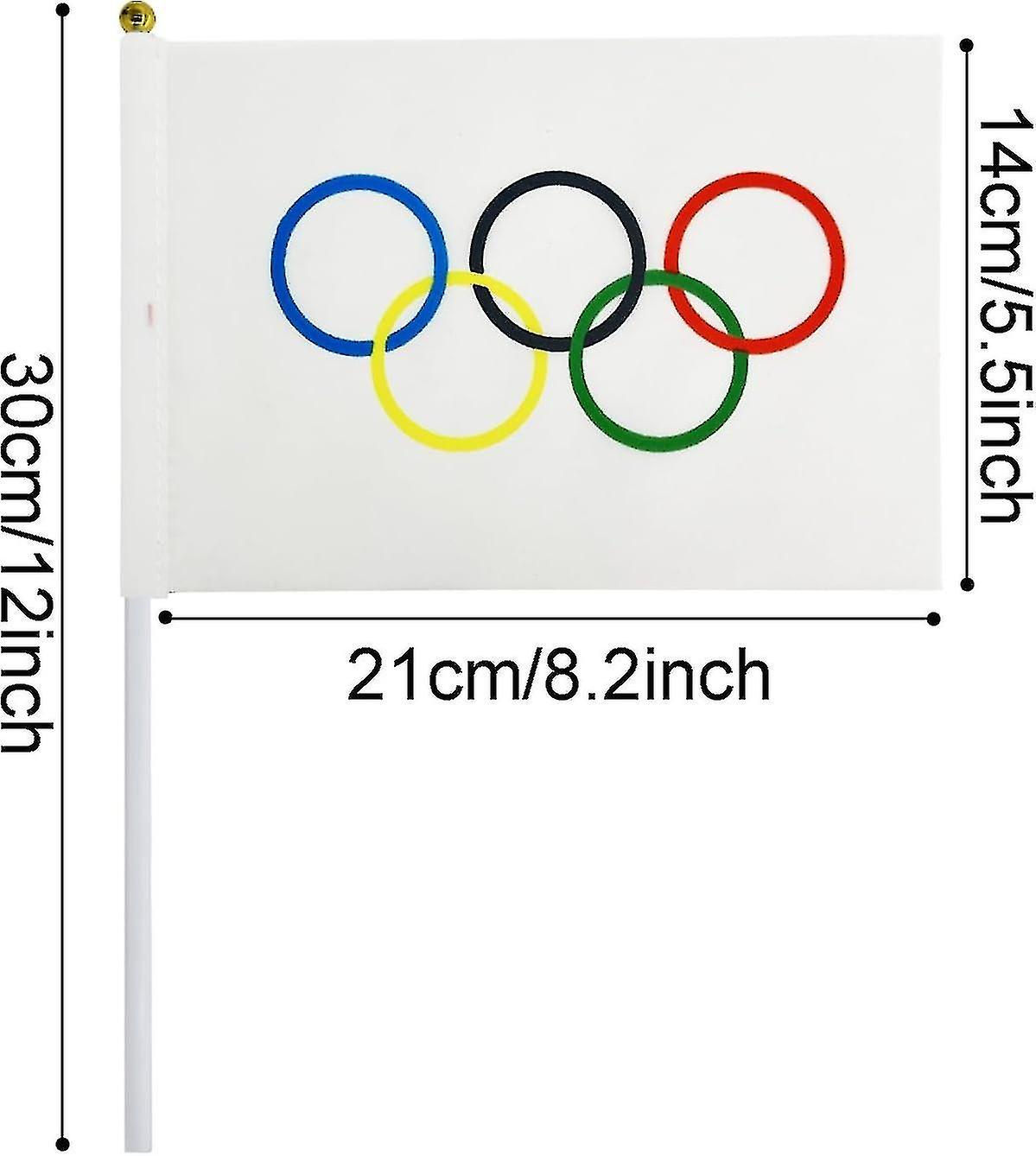 25 Pack Olympic Games Flag Small Mini Olympic Rings Hand Held Stick ...