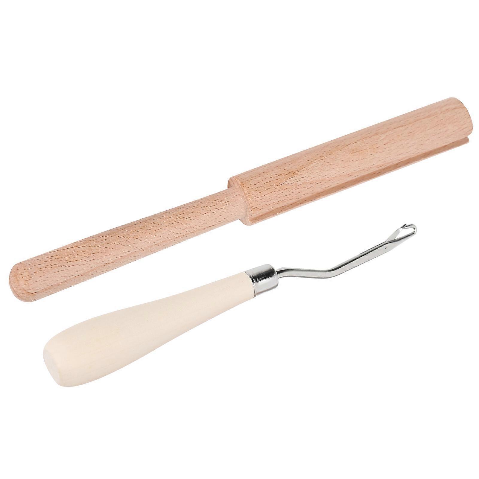 Bent Latch Hook Tool DIY Hand Made Carpet Crochet Needle Wooden Thread ...