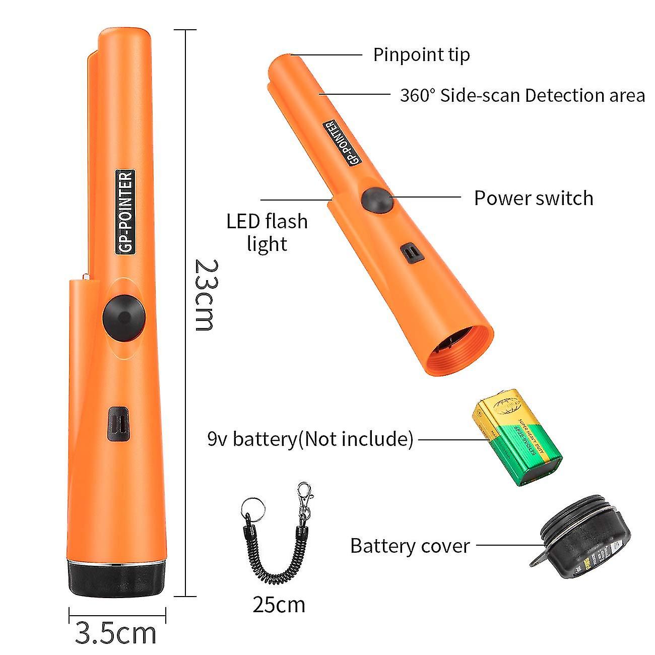 Handheld Metal Detector 360 Side Detection With Led Pinpoint Metal ...