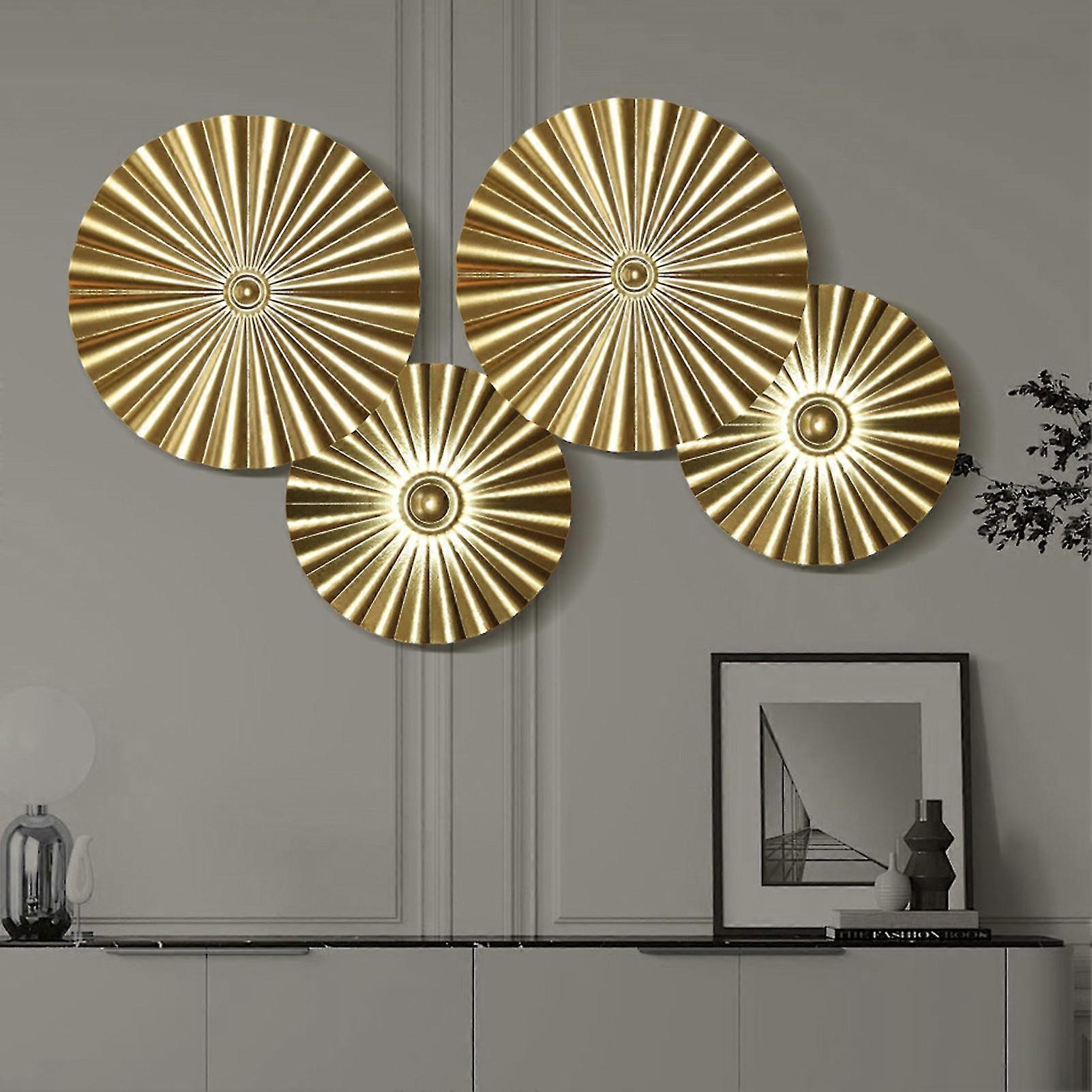Wall Hanging Creative Exquisite Golden Metal Round Wall Disc House ...