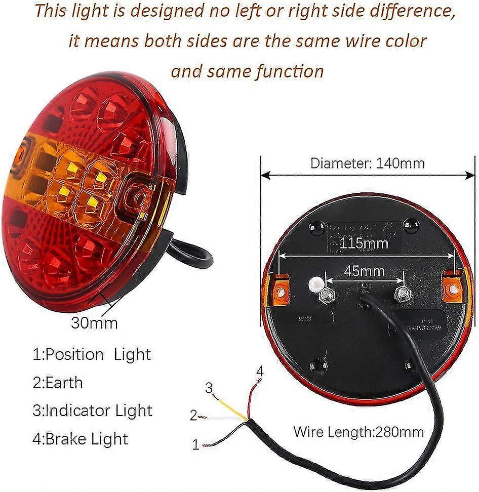 2pcs 12/24v Led Round Light Trailer Tail Light Hamburg Lighting For ...
