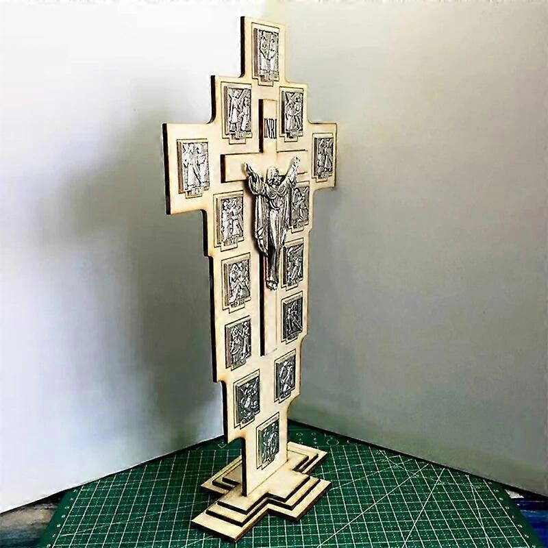 Cruz Madera 14 Sad Roads Status Big Crucifix Stand Christ Catholic Zinc ...