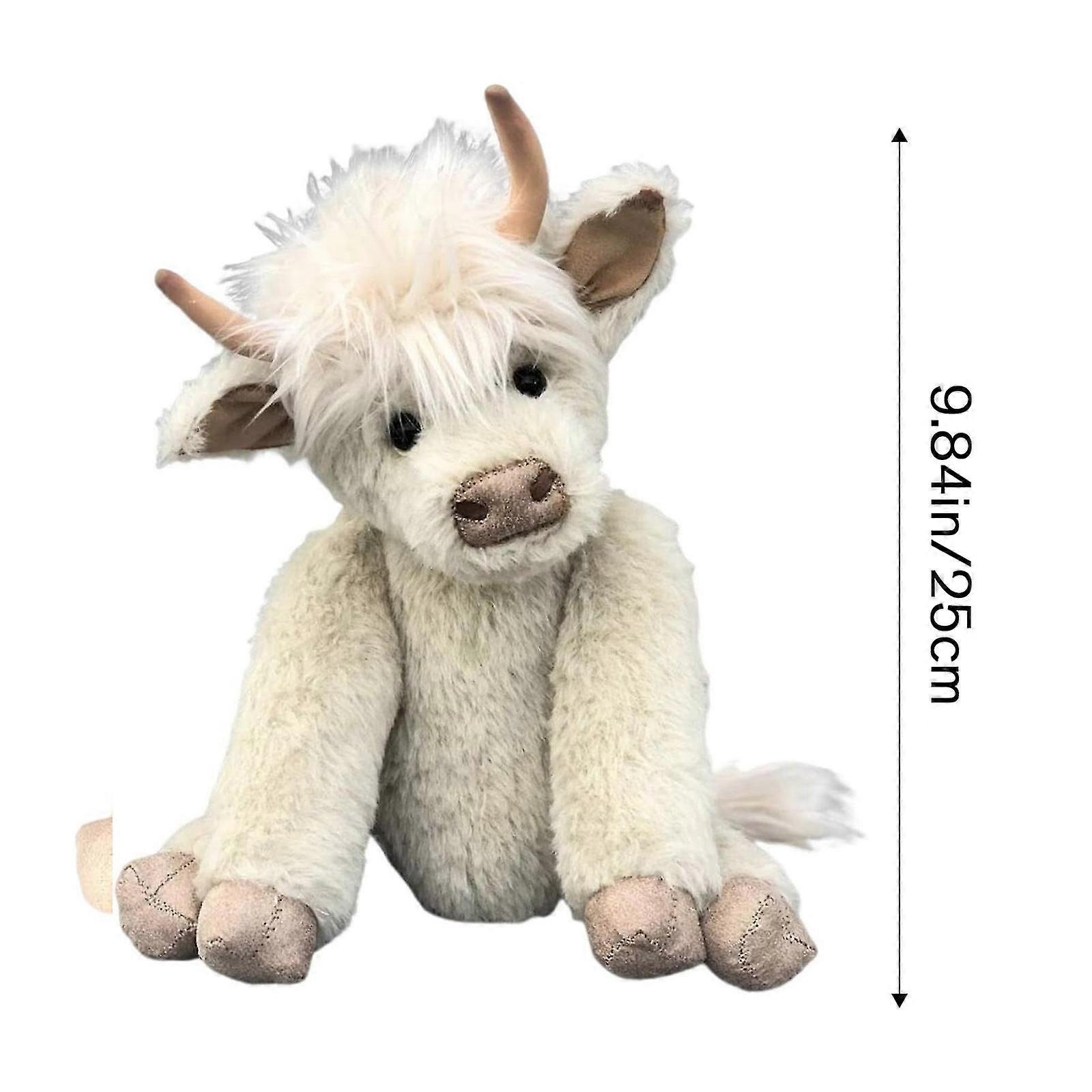 Highland Cow Stuffed Animals Realistic Cow Plush Toy Soft Cuddly Farm ...