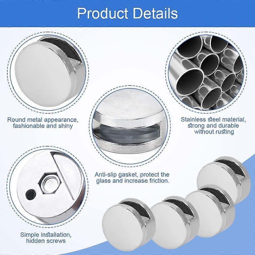 4PCS Mirror Wall Mount Clips Bathroom Mirror Holder, Stainless Steel ...