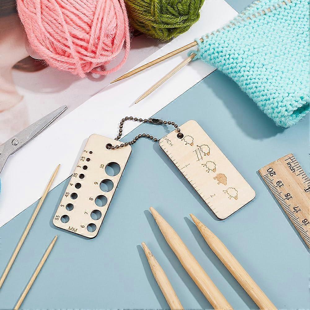 Wood Knitting Needle Gauge and Ruler Wood Crochet Hook Ruler Rectangle ...