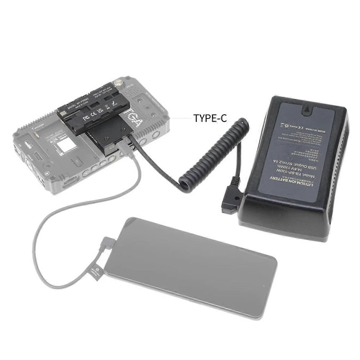 Dummy Battery D-Tap to Dual-Sided NP-F550 Coiled Cable DC Coupler ...