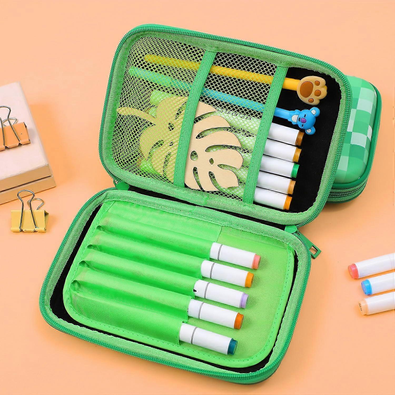 Green Pencil Case Boys Cute School Supply Organizer Cool Pen Box Holder ...