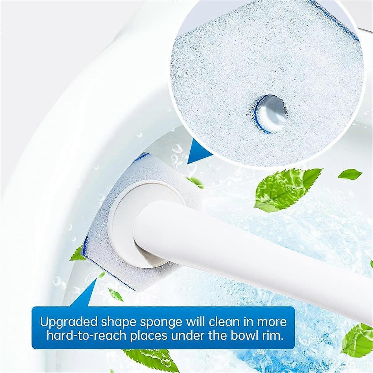 50Pcs Toilet Cleaning Sponge Heads Disposable Toilet Brush Bilayer ...