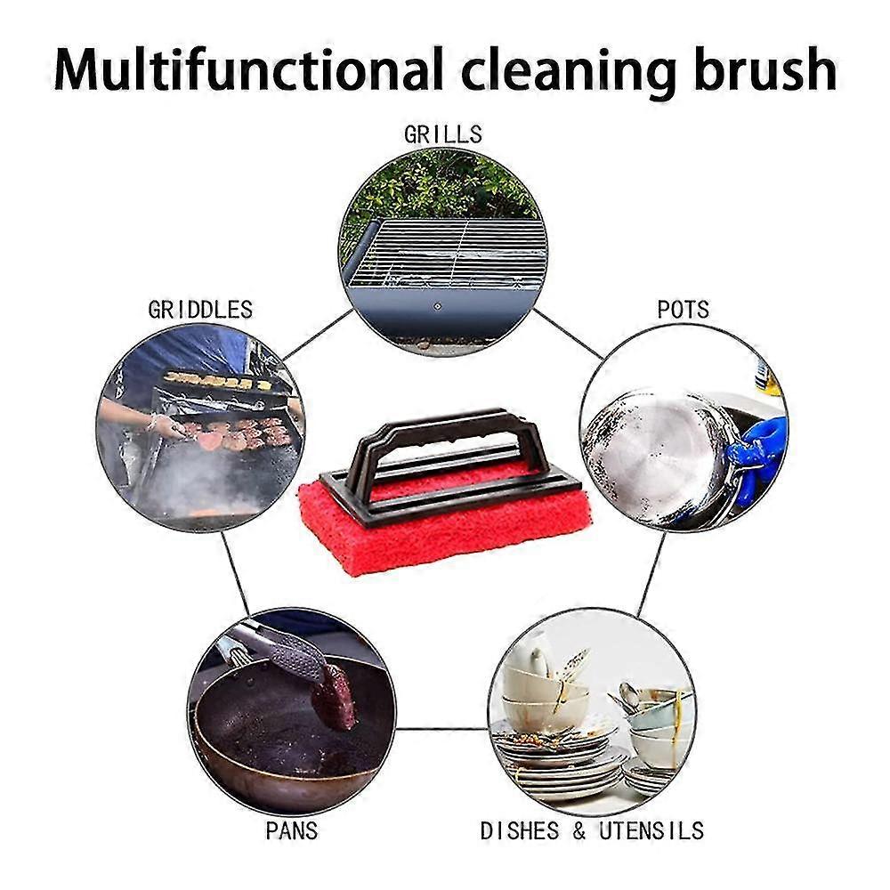 Grill Cleaning Kit, Heavy Duty Griddle Scrubber Scouring Pad Handle ...