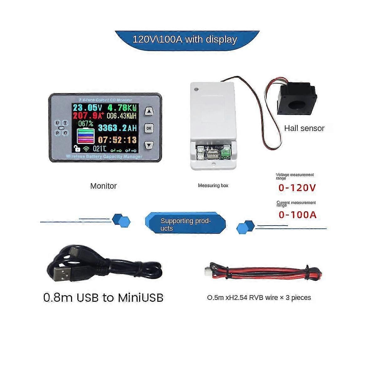 Vac8810f 2.4 Inch Wireless Voltage Meter+measurement Box Coulometer ...