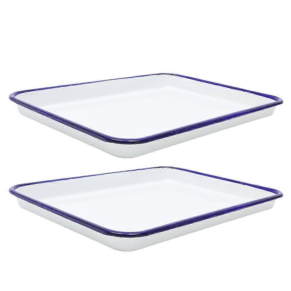 2Pcs Rectangular Enamel Baking Pan Pie Baking Pan Food Baking Pan ...