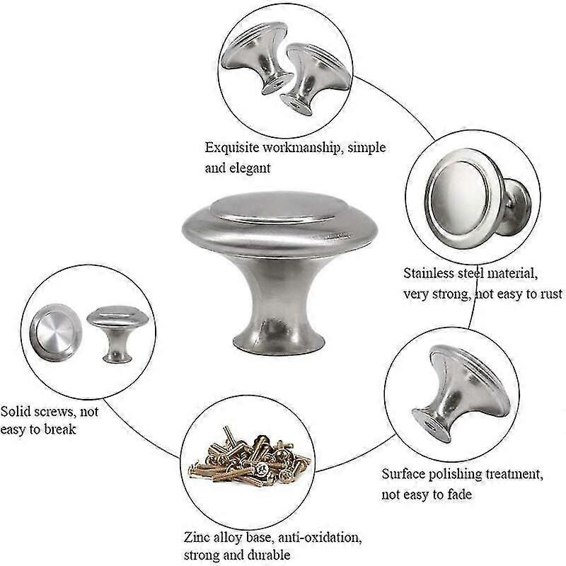 30pcs Stainless Steel Cabinet Door Knobs, Mushroom Shape Kitchen Drawer ...
