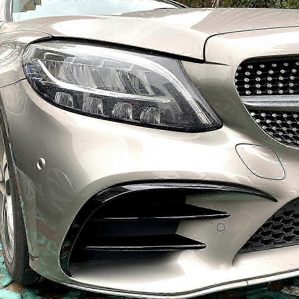 ABS Glossy Black Front Bumper Lower Grille Frame Fog Light Cover Trim for C Class W205 C200 C260 ...