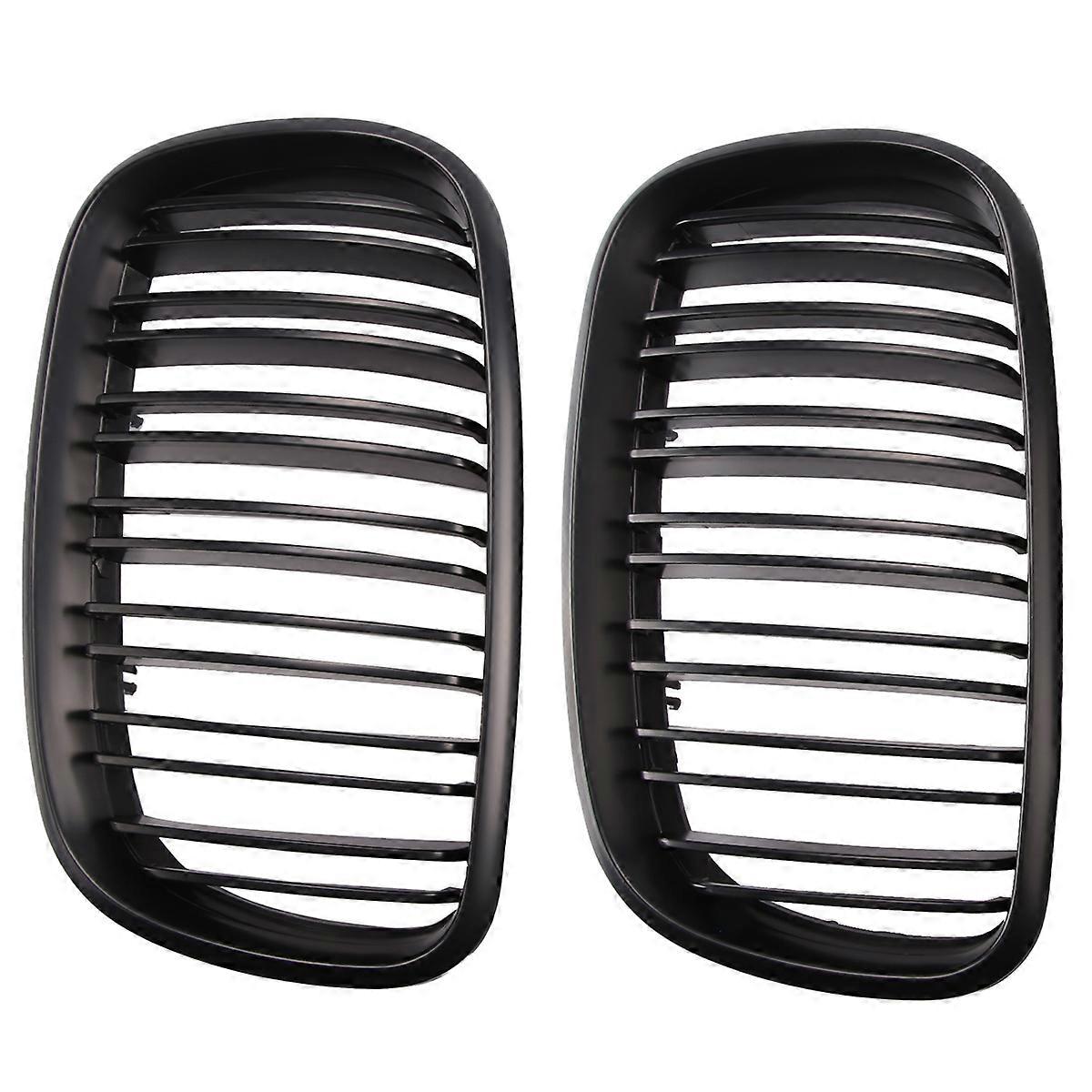 Matte Black Front Bumper Dual Slat Front Kidney Grill Grille For X5 X6 ...