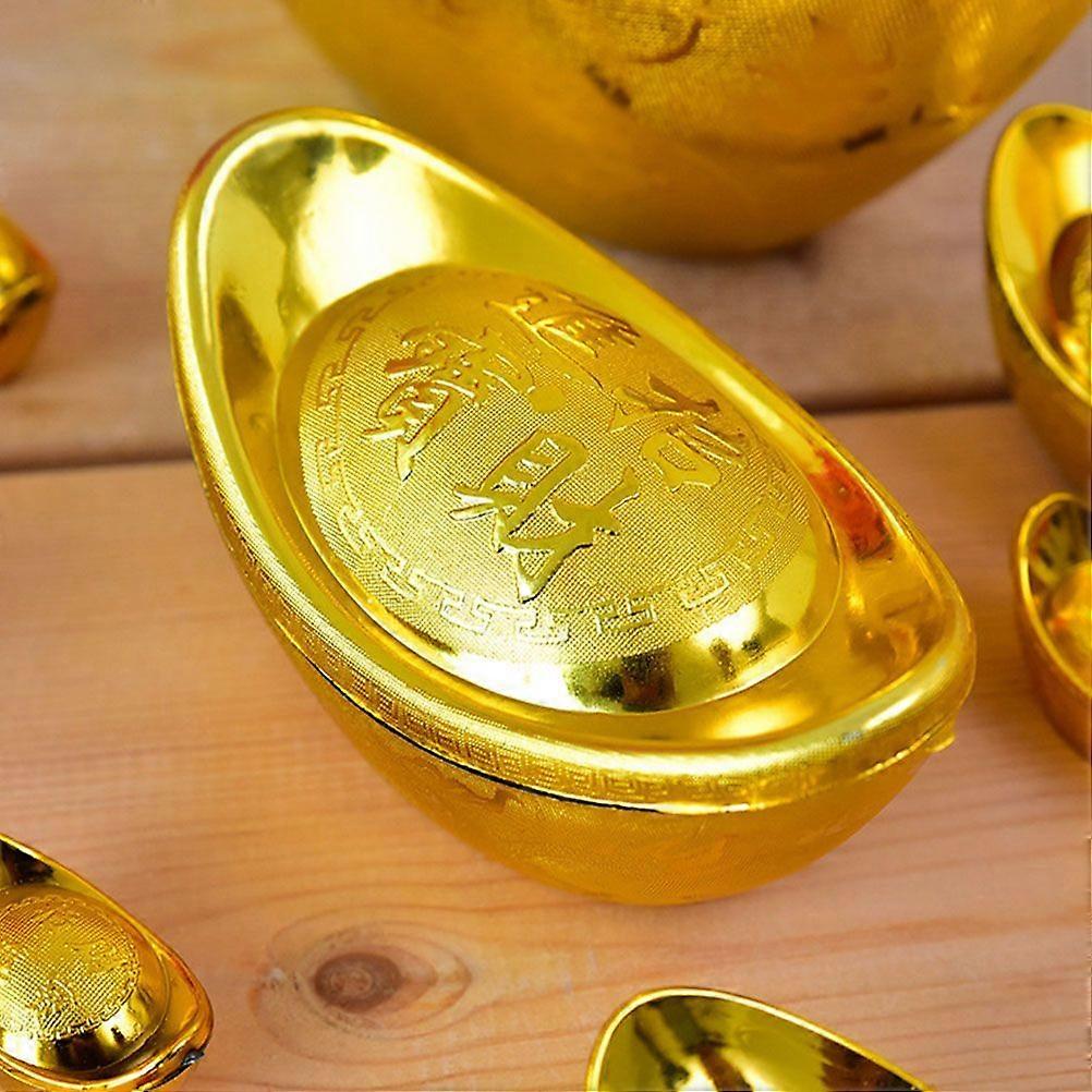 1pc Simulated Gold Ingot Decor Gold Ingot Toy Plastic Desktop Ornament ...