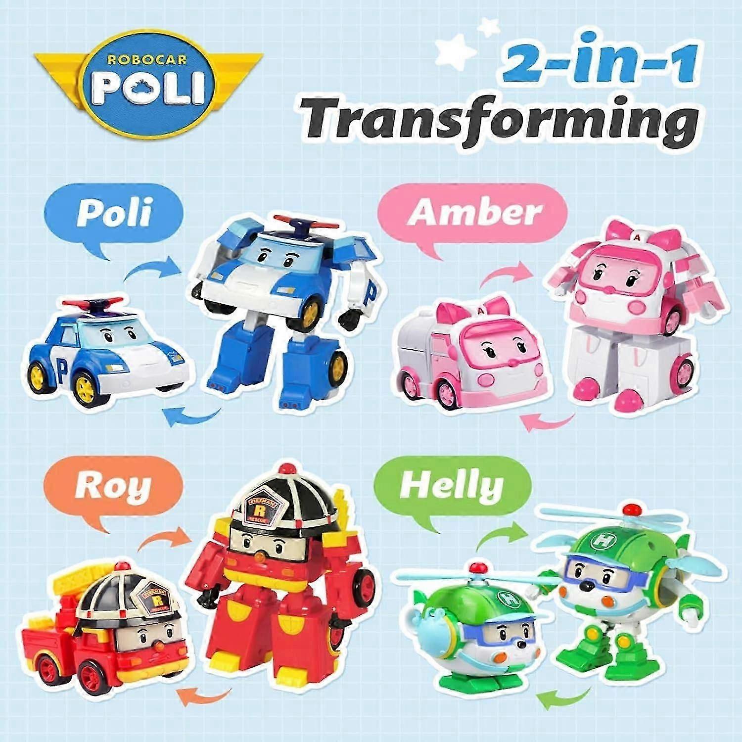 SBSG Robocar Poli Transforming Robot, 4" Transformable Action Toy ...
