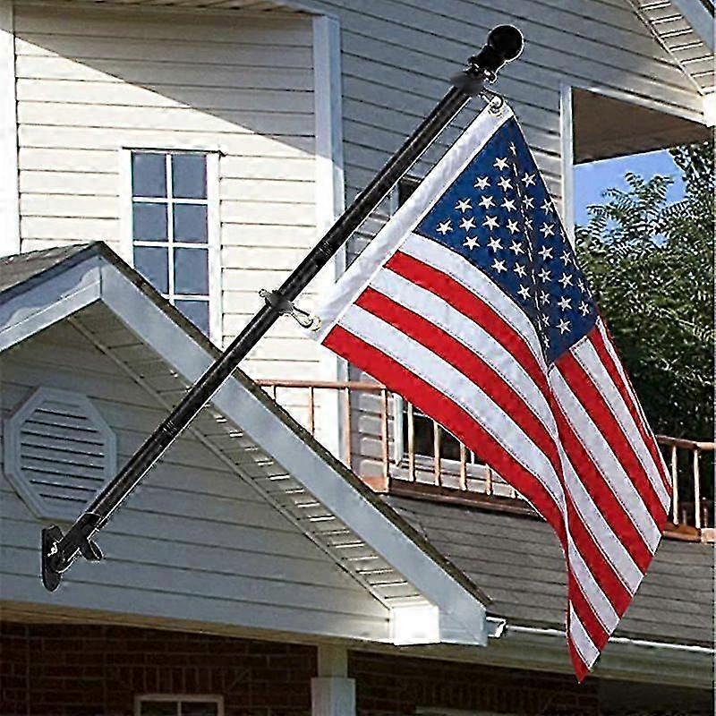 180 cm Black Aluminum Flagpole Kit with Stainless Steel Wall-Mounted ...