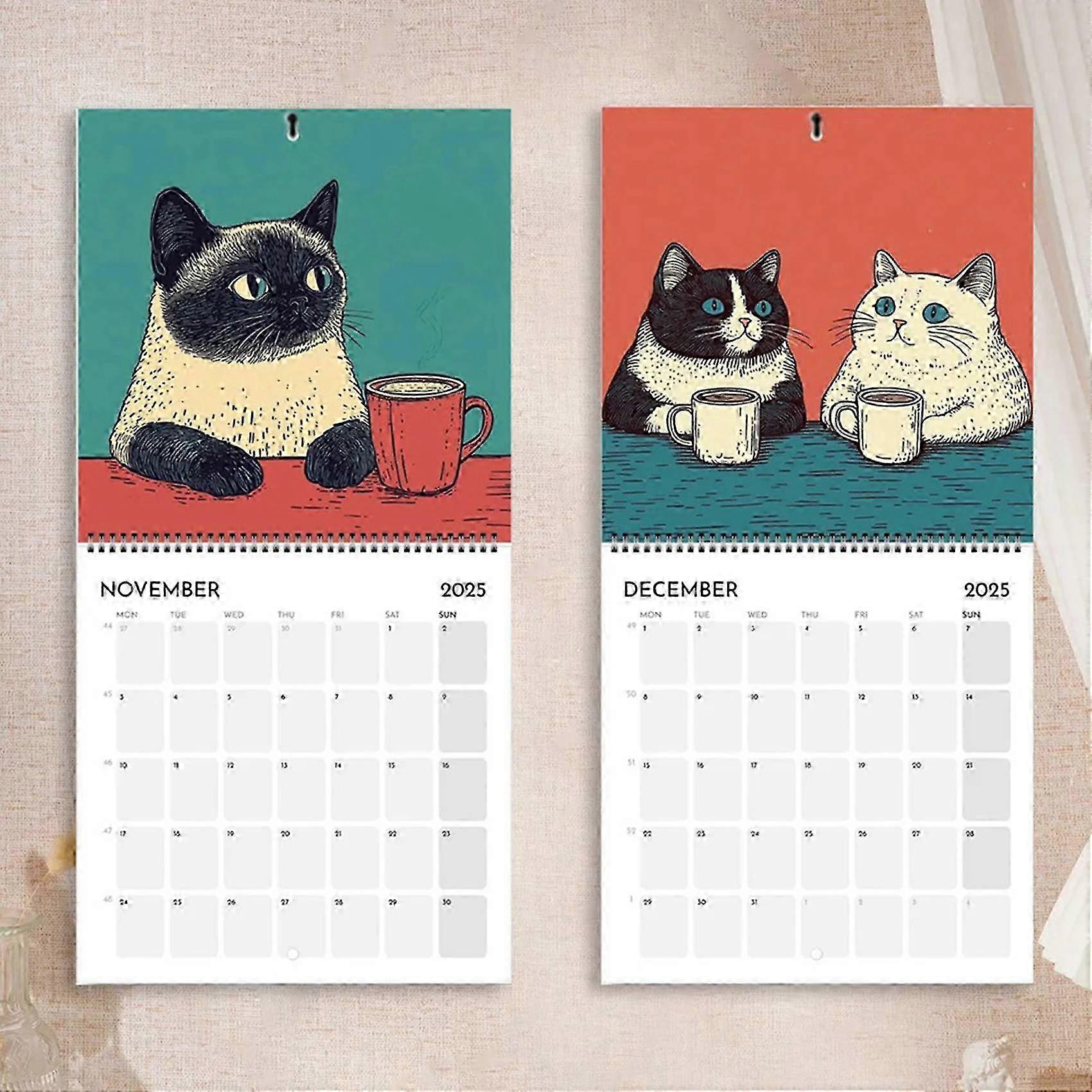 2026 Cat Calendar - 2026 Cats ' with Coffee Calendar | Fruugo AU