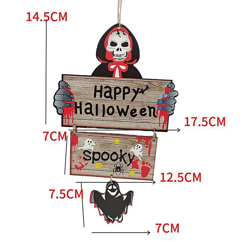 Halloween Door Hanging Decorations, Wooden Happy Halloween Welcome ...