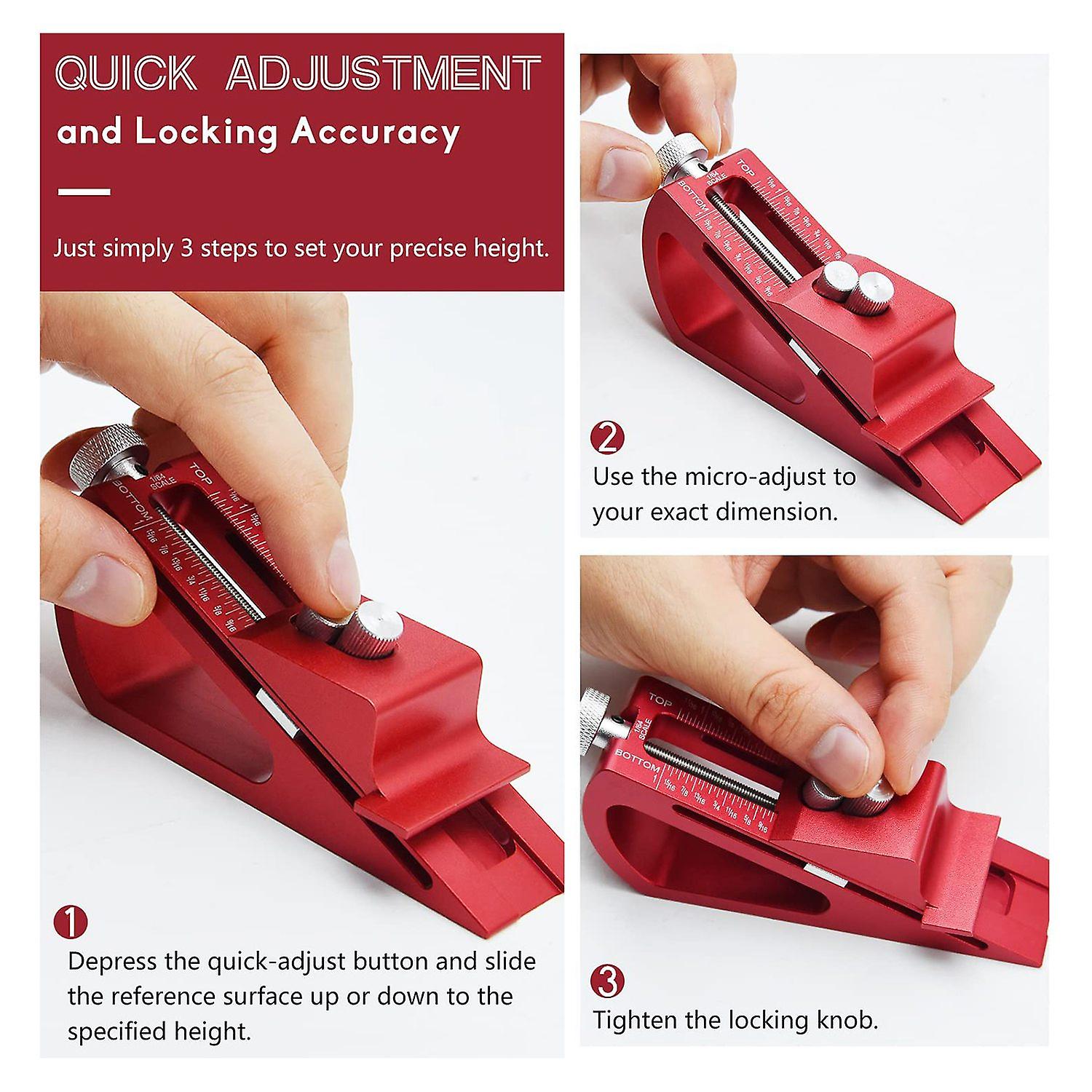 Adjustable Setup Block Height Gauge, Aluminum Precision Woodworking ...