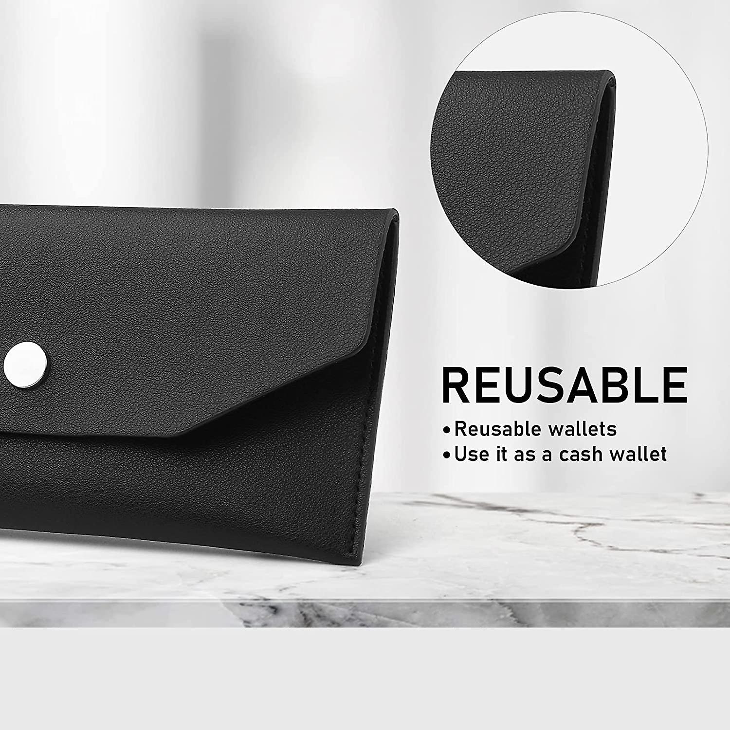 Cash Envelope Wallet, PU Leather Money Pouch Reusable Budget Envelope ...