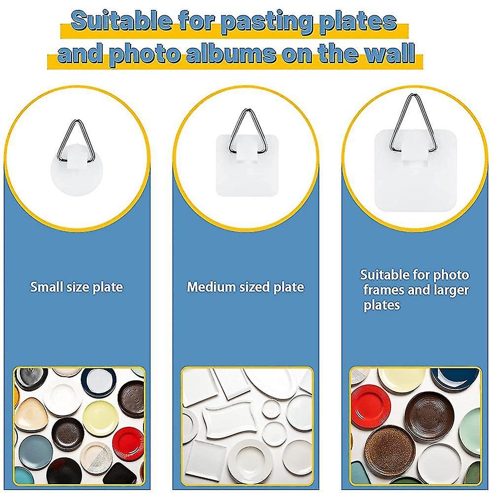 40 Pieces Invisible Adhesive Plate Hanger Round Vertical Plate Holder ...