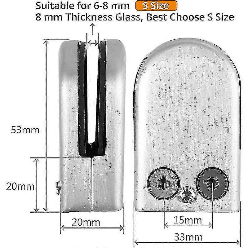 Glass Clamp 8 Pcs 6-8mm 304 Stainless Steel Glass Clip Clamp Support ...