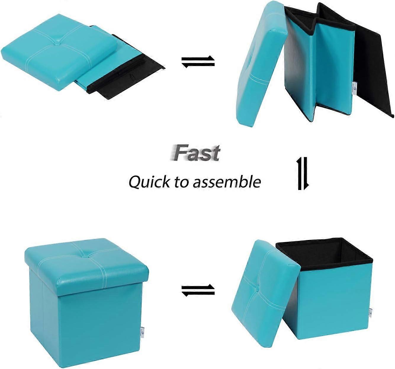 Leather Storage Stool Folding Small Square Table Footstool Coffee Table ...