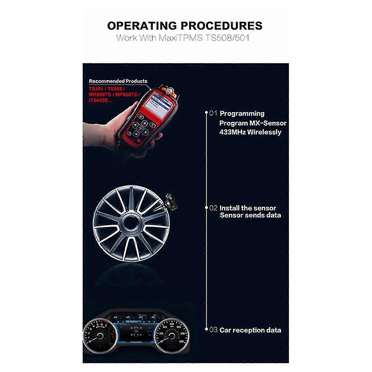 Car Programmable MX Sensor 433MHz 315MHZ 2 in 1 for TS408 TS508 ITS600 Universal Editable Tire ...