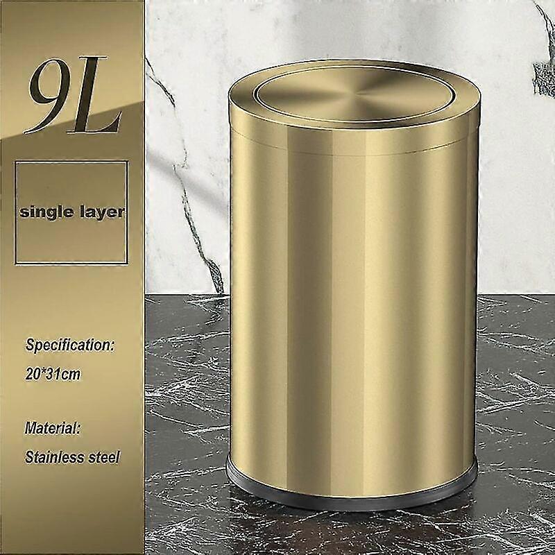 Bathroom Bin With Swing Lid, 9l Small Bin, Metallic Gold Steel, 20 X ...