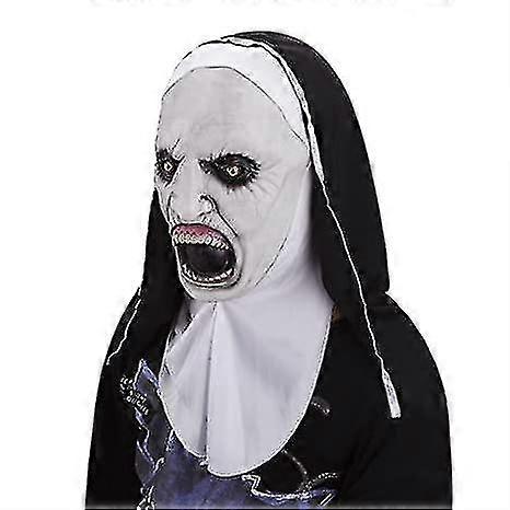 Nun Scary Latex Mask Halloween Party Town Nun Mask Cosplay Costume Full ...