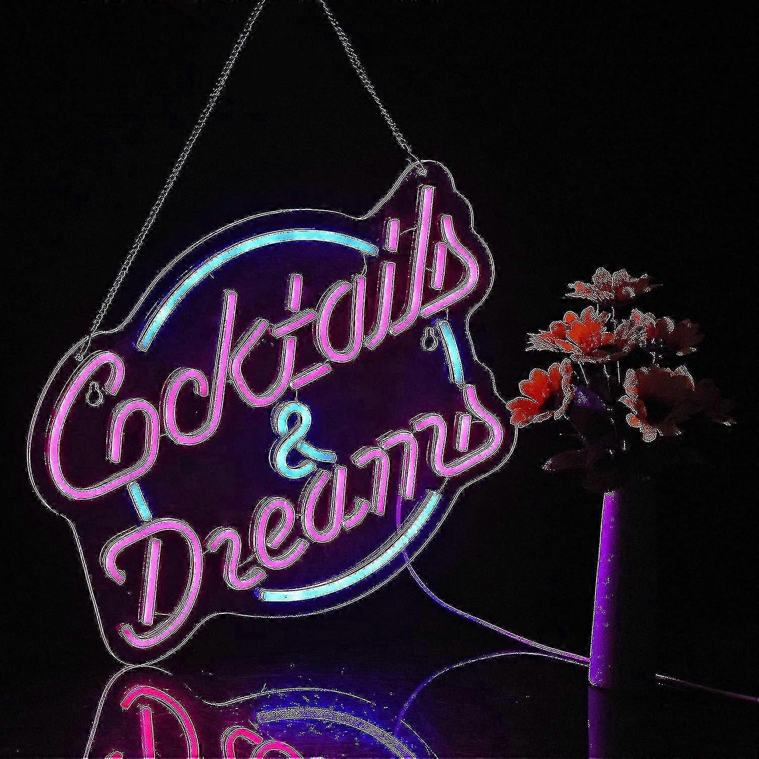 Cocktails And Dreams Neon Sign For Wall Decor Neon Signs With Dimmable ...