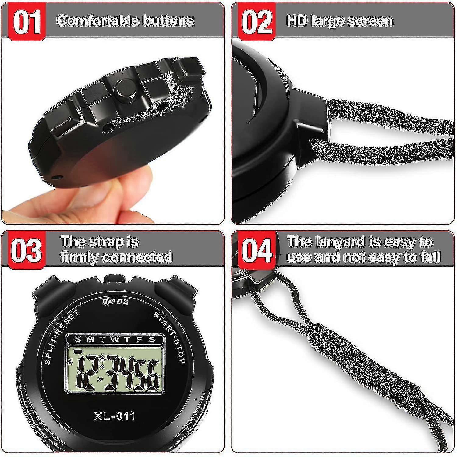 3 Pieces Sports Timer Date And Time Function Shockproof Waterproof ...
