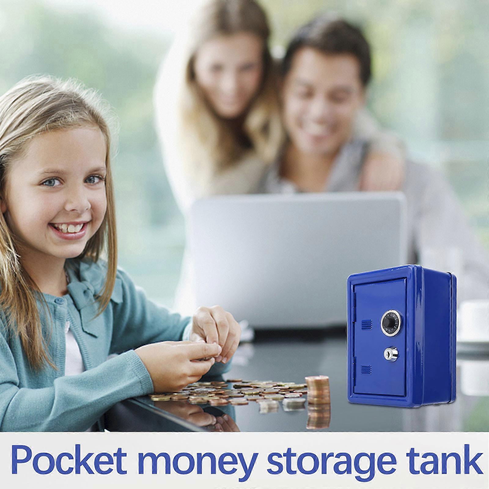 Kids Bank Locker Safe With Key And Single Digit Lock, Metal Money Safe ...