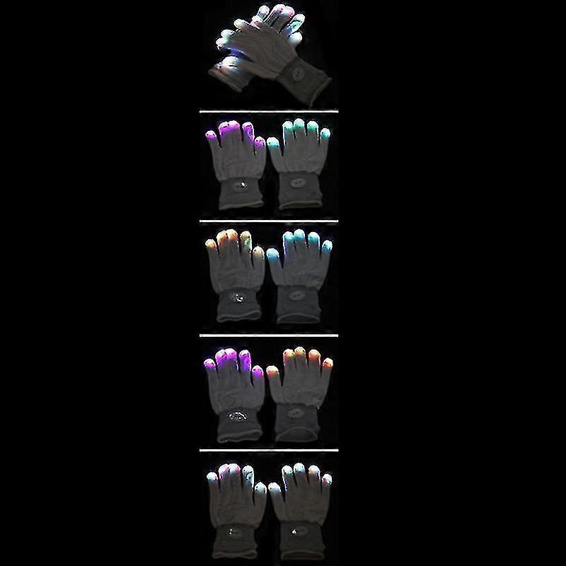 Flashing Gloves Glow 7 Mode Led Rave Light Finger Lighting Mitt Black ...