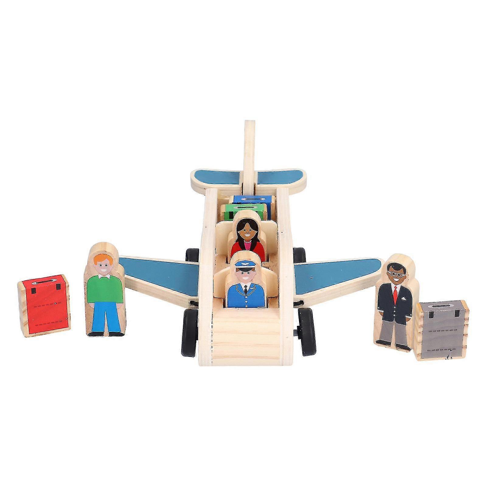 Toddlers Wooden Airplane Play Set Air Passenger Jet Play Toy ...
