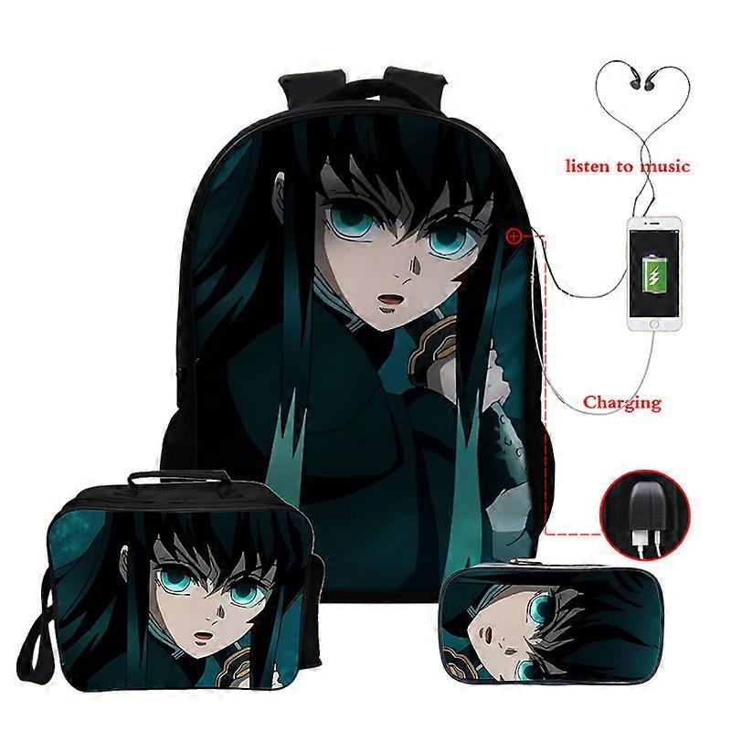 Anime Demon Slayer Muichiro Tokito Bagpack Teenager Boys Girls School ...