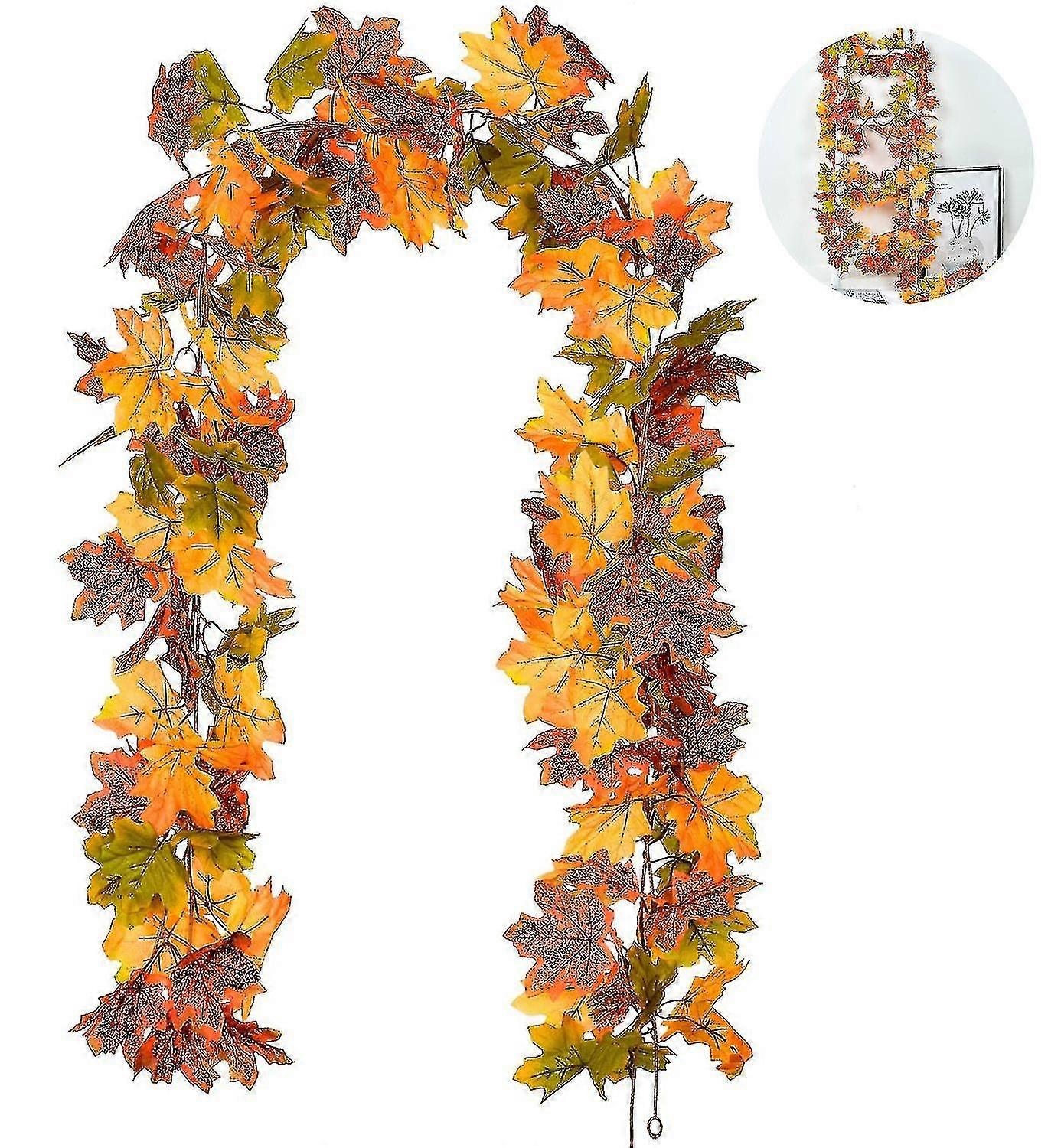 2 Artificial Maple Leaf Garlands, 173cm/each Autumn Leaf Vine Silk ...