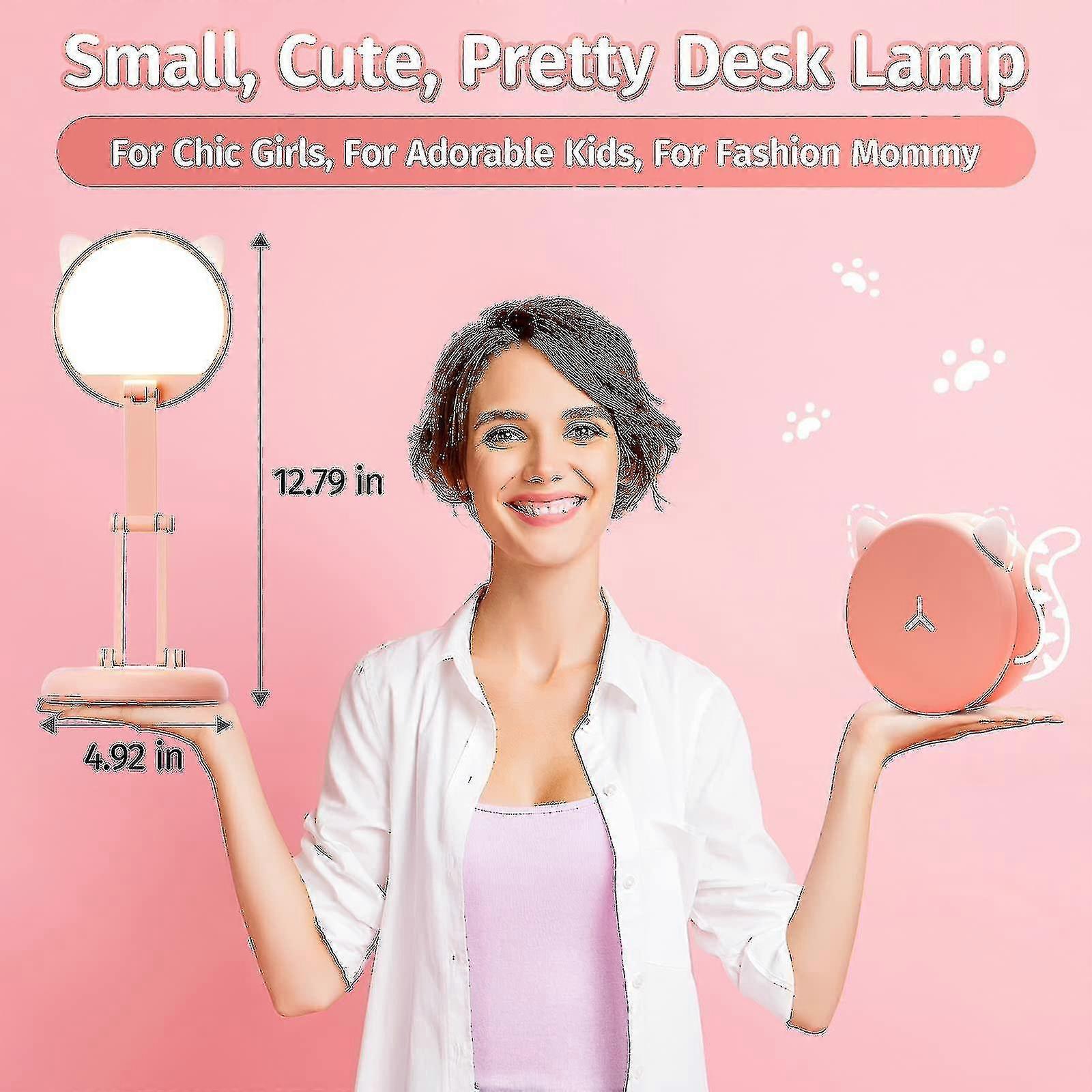 Cute Desk Lamp Pink Lamp Kawaii Desk Accessories, Foldable & Portable ...