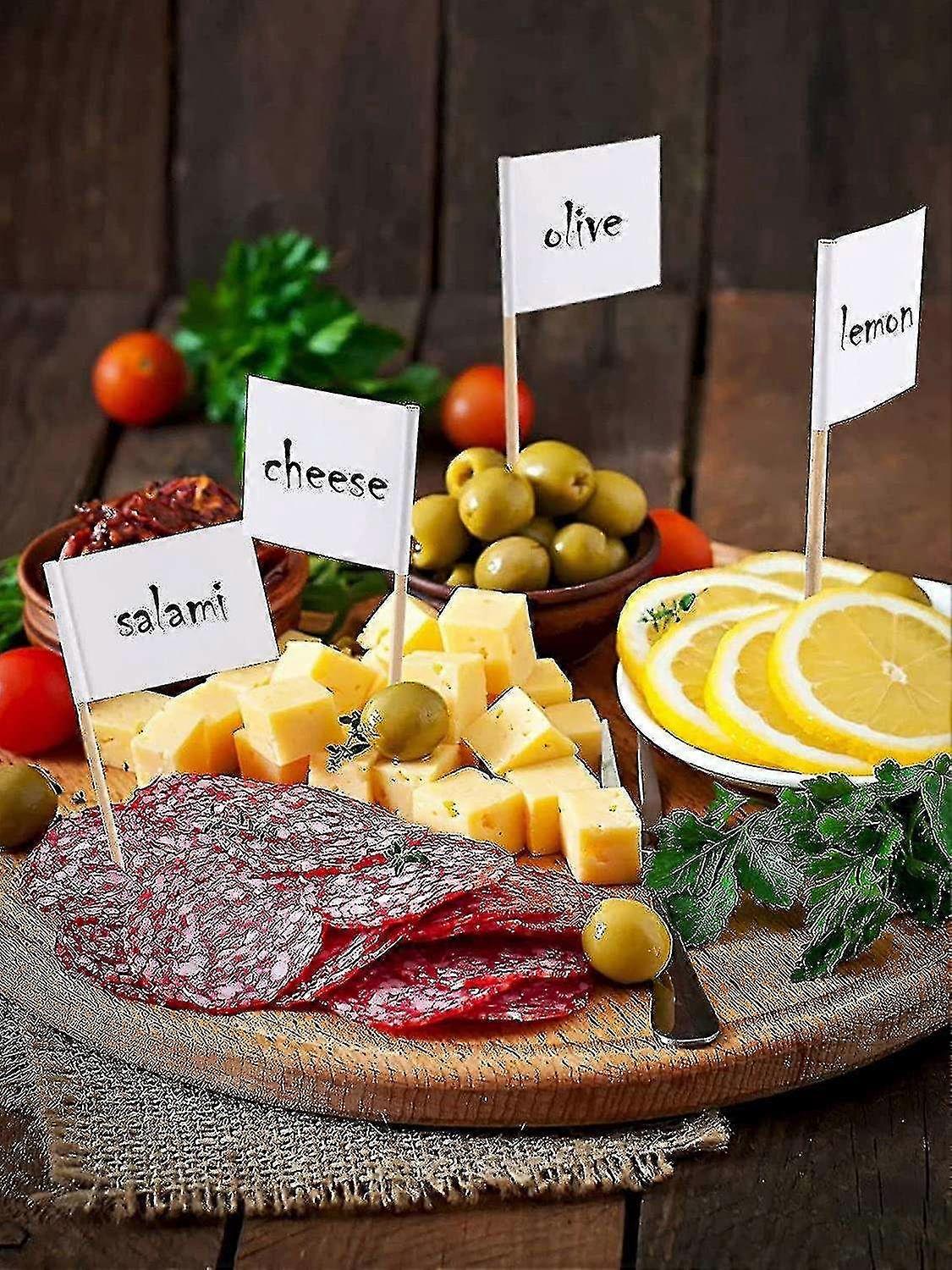100 Pieces White Blank Toothpick Flags Cheese Markers Food Labels For ...