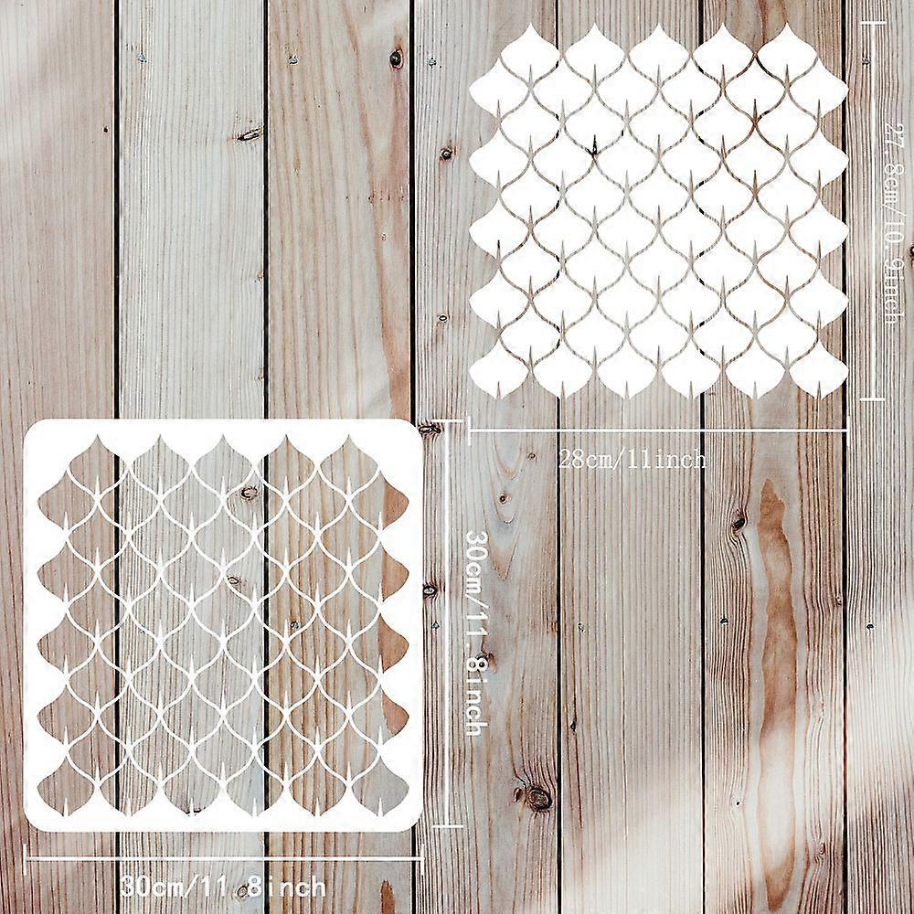1pc Fish Scale Stencil Dragon Scales Tiles Stencil Templete 30x30cm ...