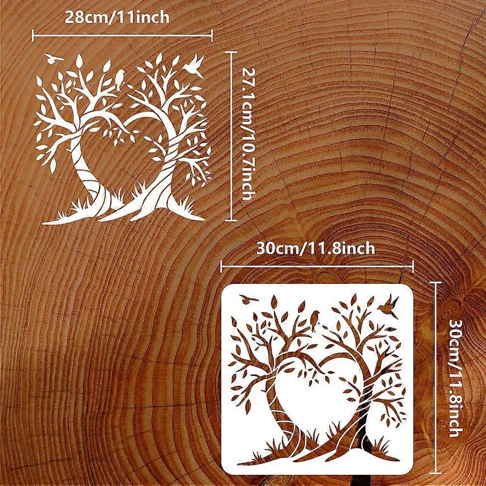 Love Tree Painting Stencil 11.8x11.8inch Reusable Two Trees Drawing ...