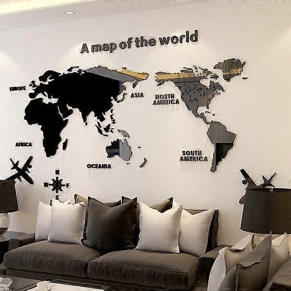 Acrylic 3D Home Decor World Map Wall Stickers Creative Home Living Room ...