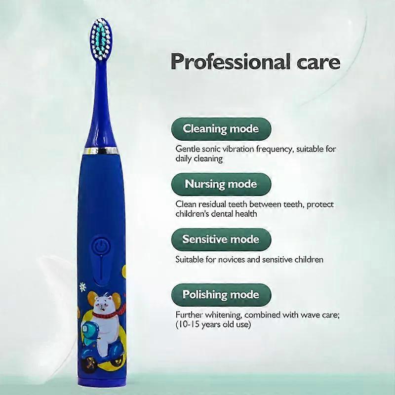 Children Sonic Electric Toothbrush Cartoon Kids With Replace The Toothbrush Head Ultrasonic ...