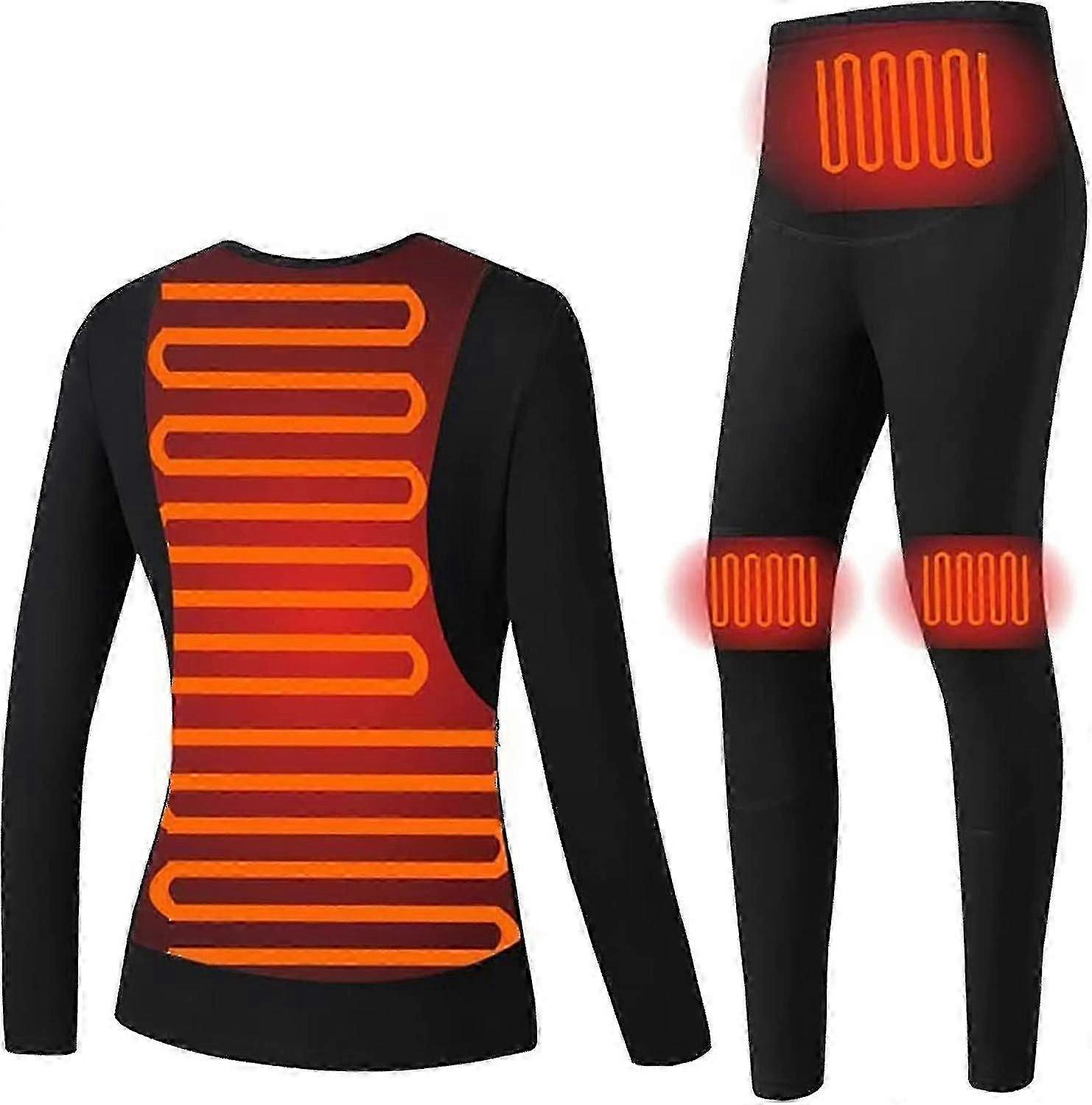 USB Heated Thermal Underwear Long Sleeve Washable Electric Base Layer ...