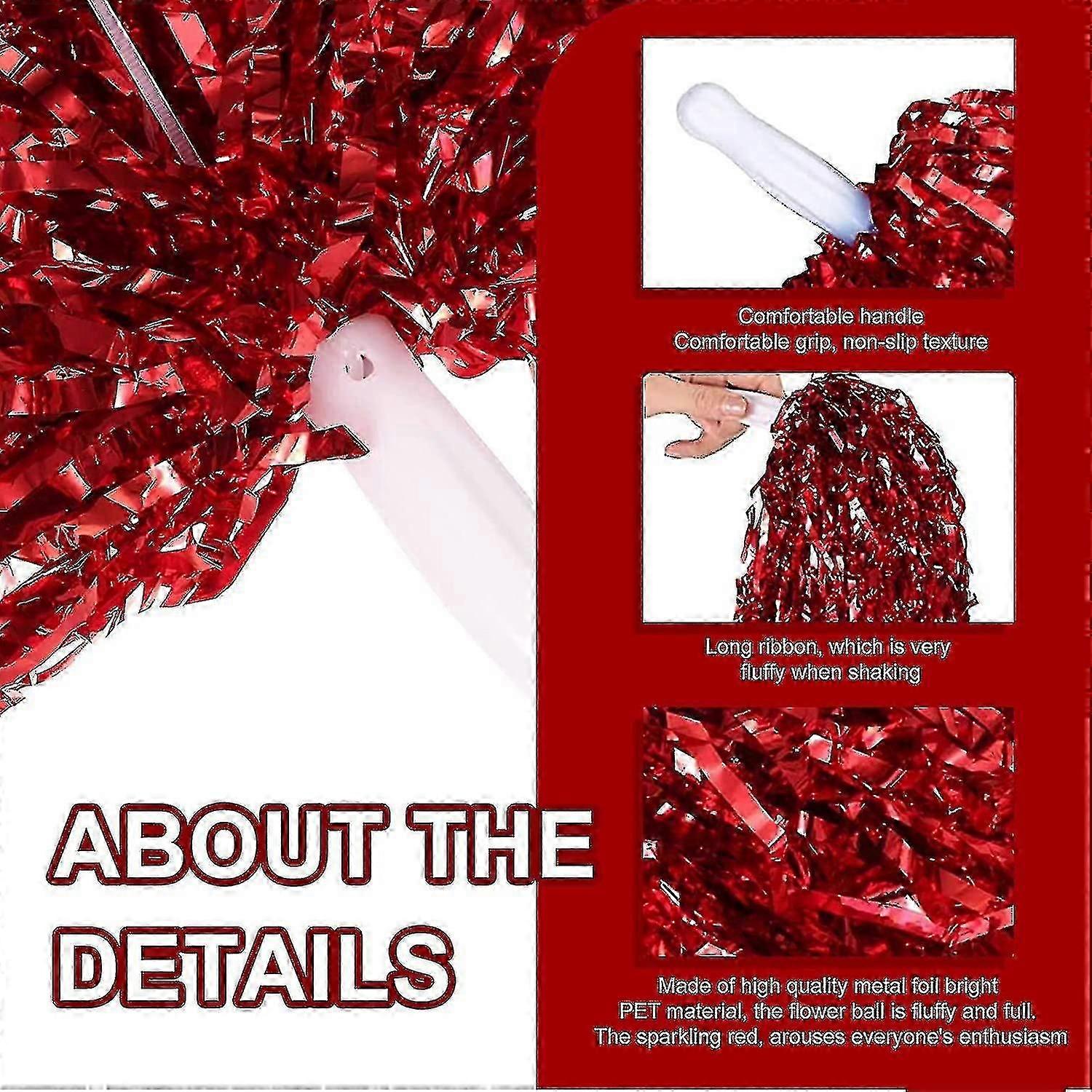 Pom Poms Cheerleading Metal Foil Cheerleading Pom Poms With Plastic ...