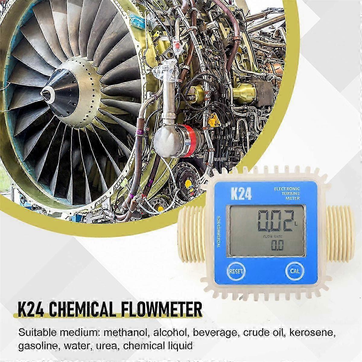 Digital Lcd K24 Flow Meter Turbine Fuel Flow Tester For Chemicals Water ...